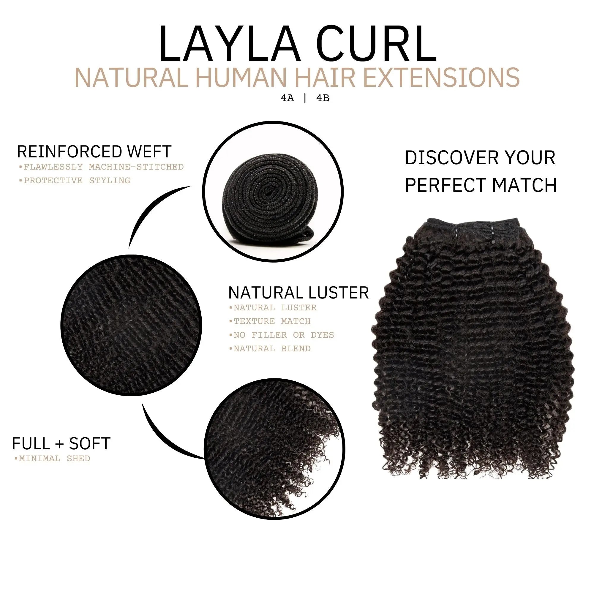 Layla Curl Natural Virgin Human Hair Extensions - True + Pure Texture ...