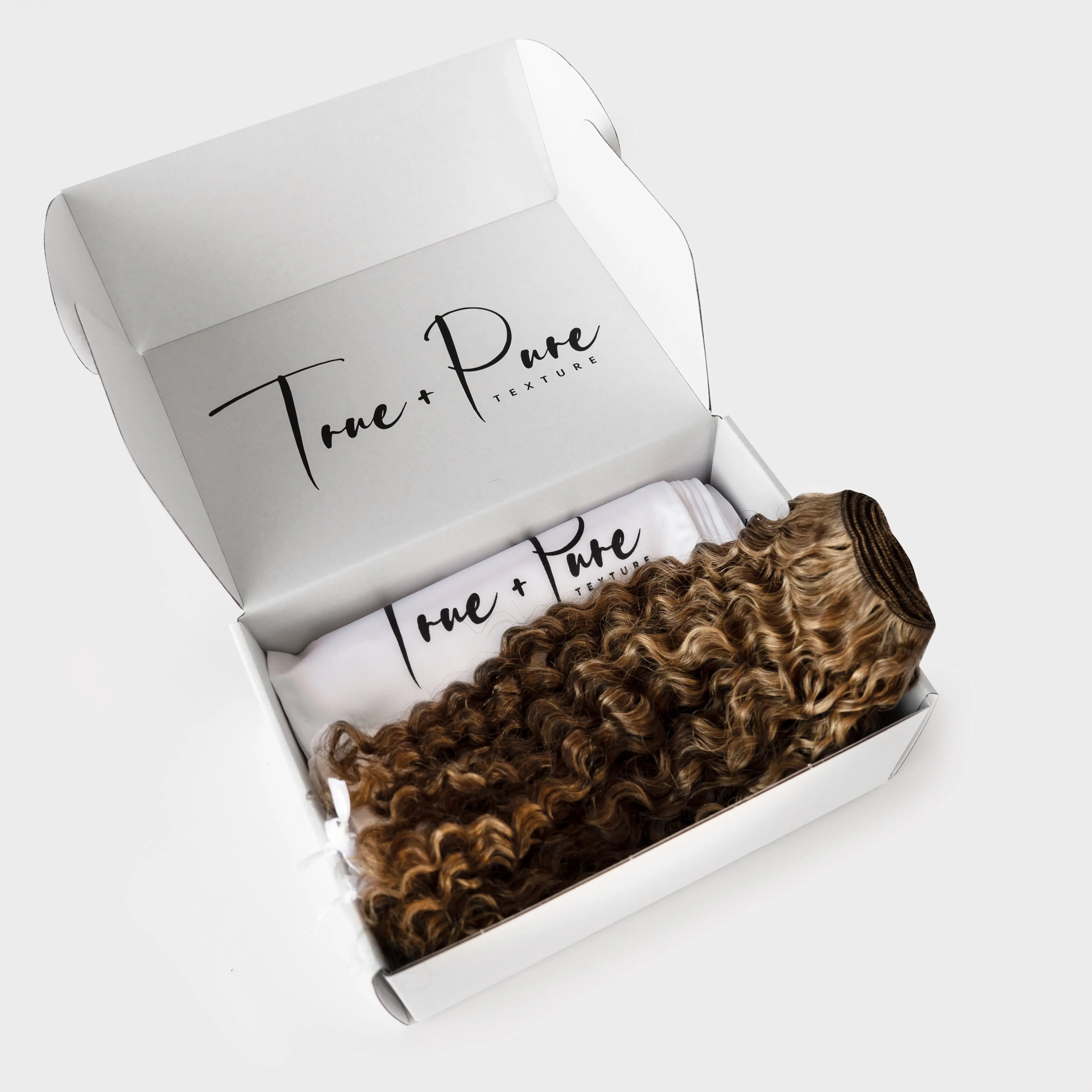 Clip Ins Hair Extensions Blonde-Brown-Sasha Curl - True + Pure Texture ...